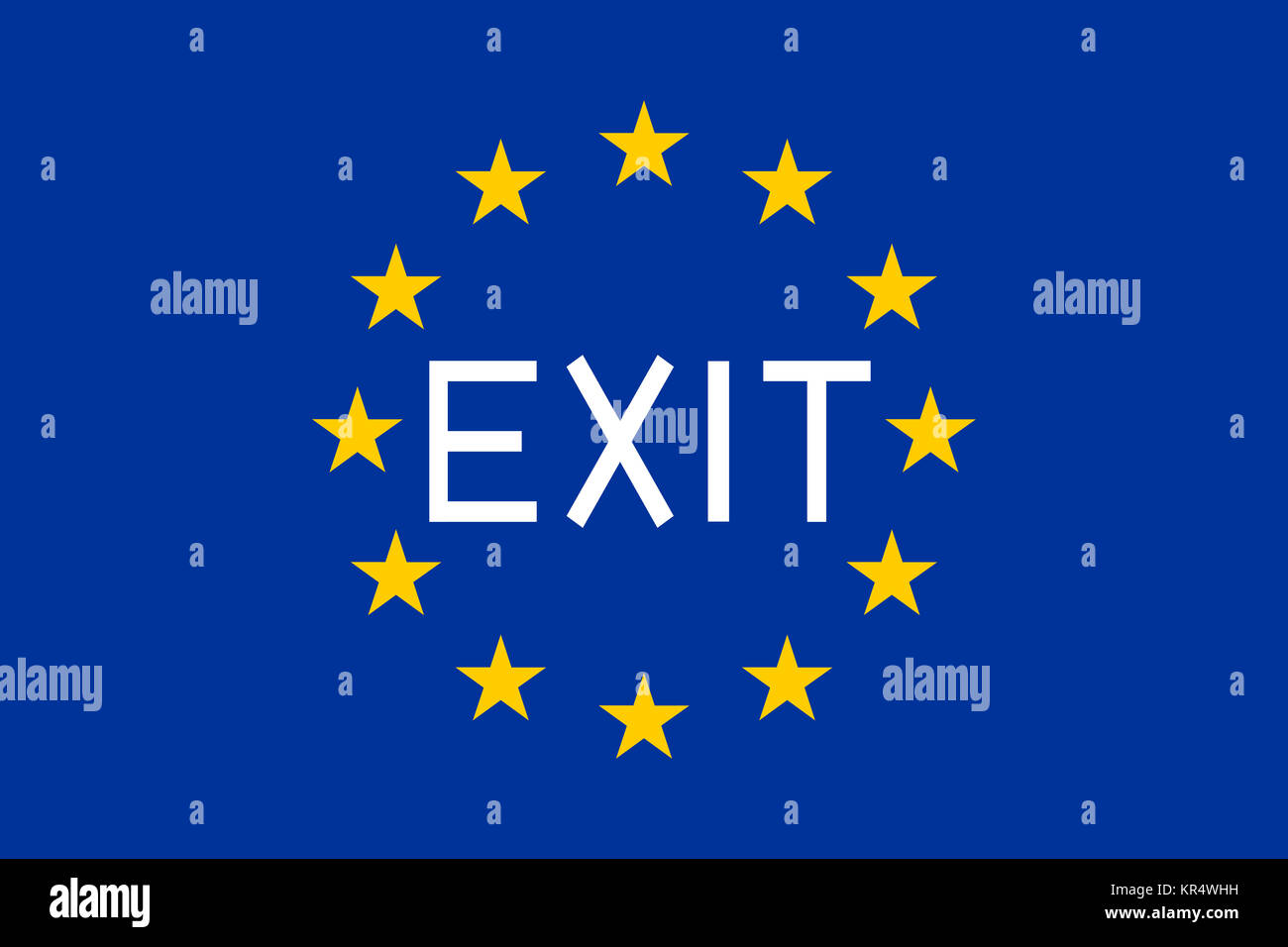 Flag of Europe with word Exit Stock Photo - Alamy