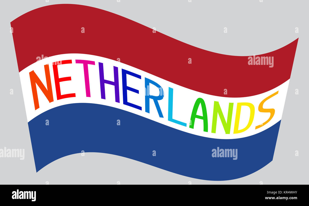 Netherlands flag with word Netherlands Stock Photo - Alamy