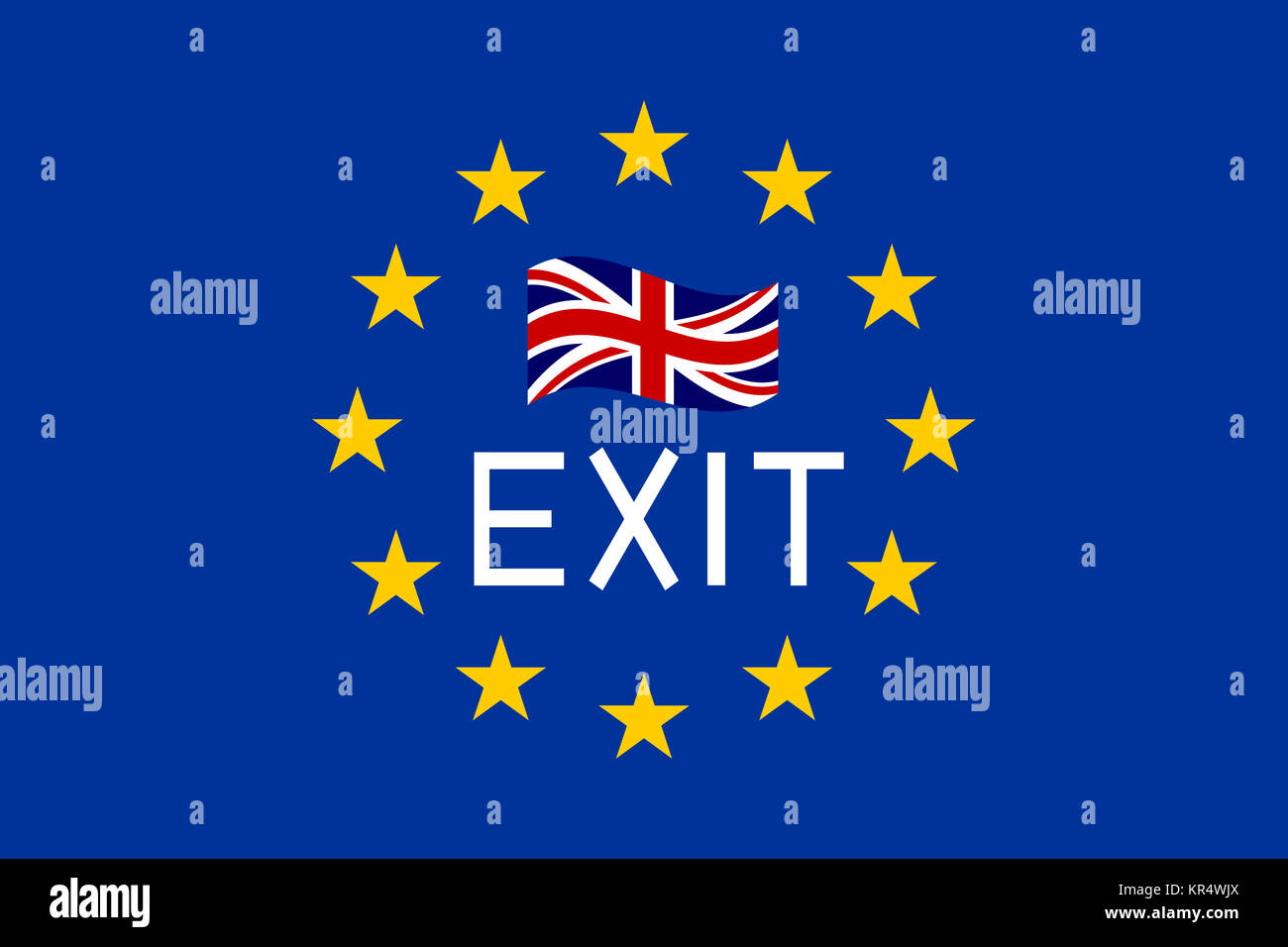 Flags of Europe and United Kingdom with word Exit Stock Photo - Alamy