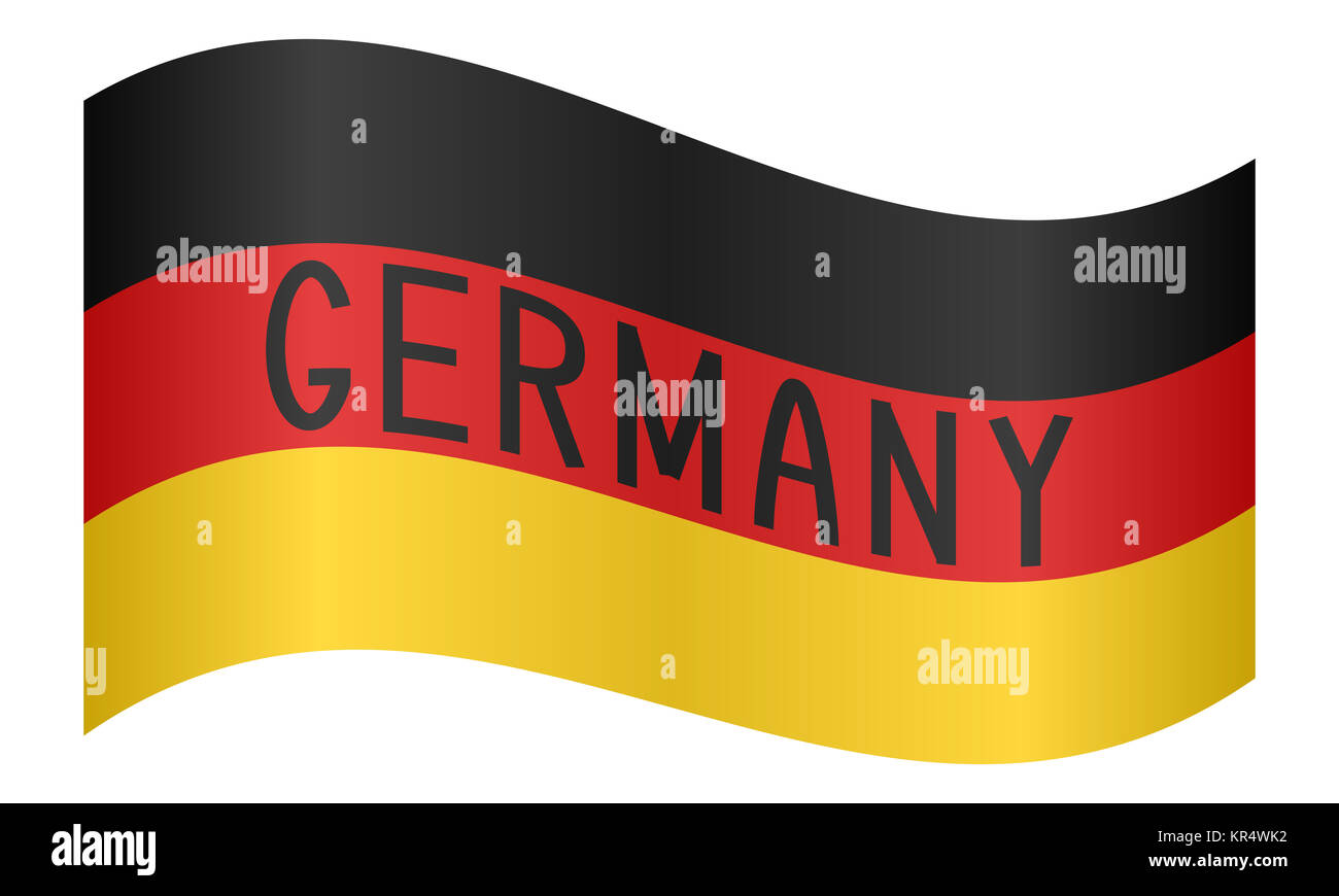 German flag waving with word Germany on white Stock Photo - Alamy
