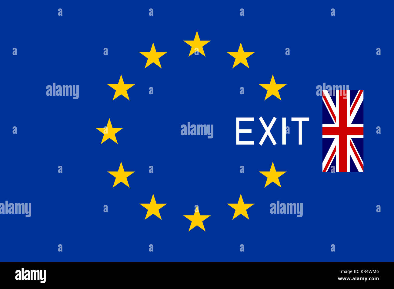 Flags of Europe and United Kingdom with word Exit Stock Photo - Alamy
