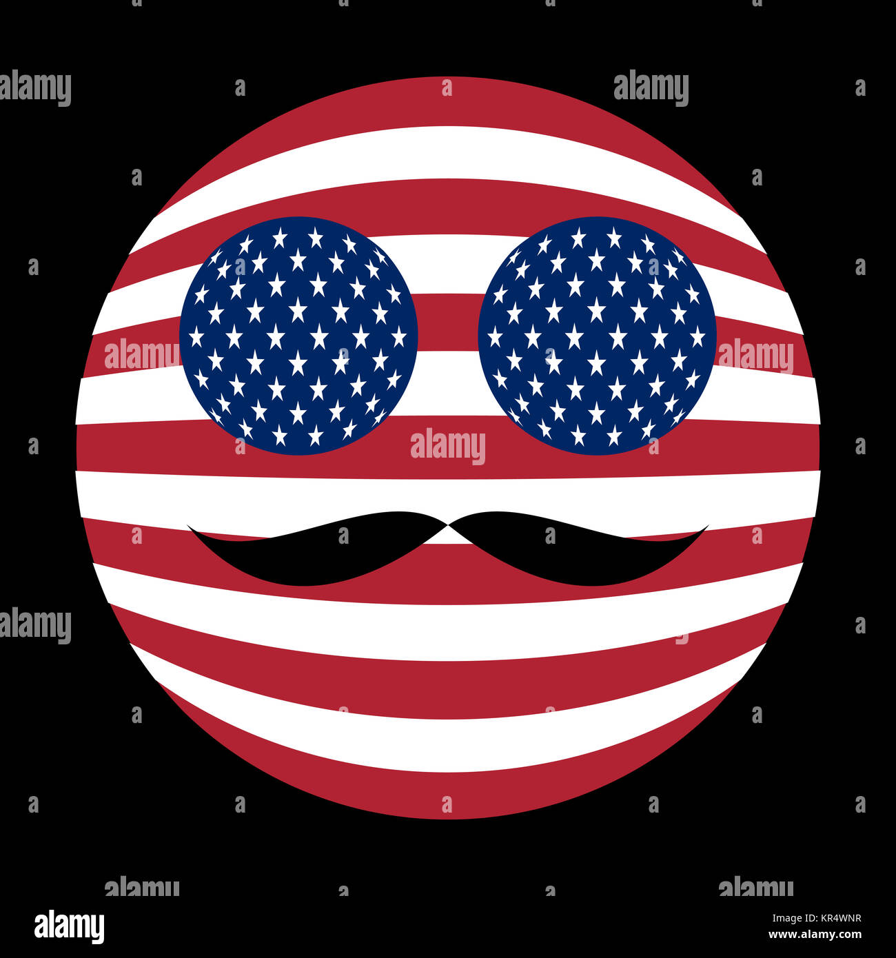 Icon in colors of the American flag with mustaches in globe form Stock ...