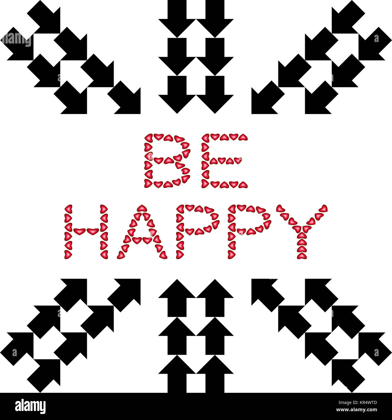 Be Happy made from hearts with arrows Stock Photo - Alamy