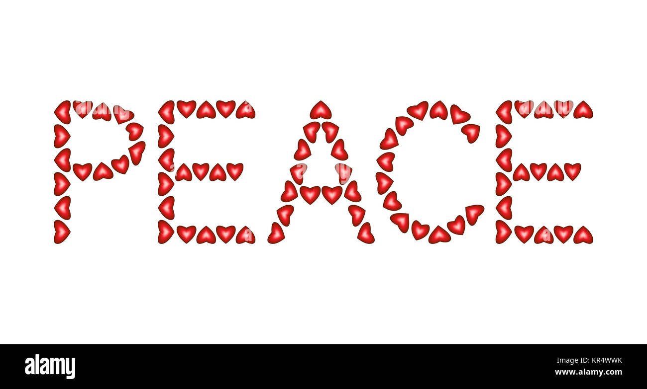 Word Peace made from hearts Stock Photo - Alamy
