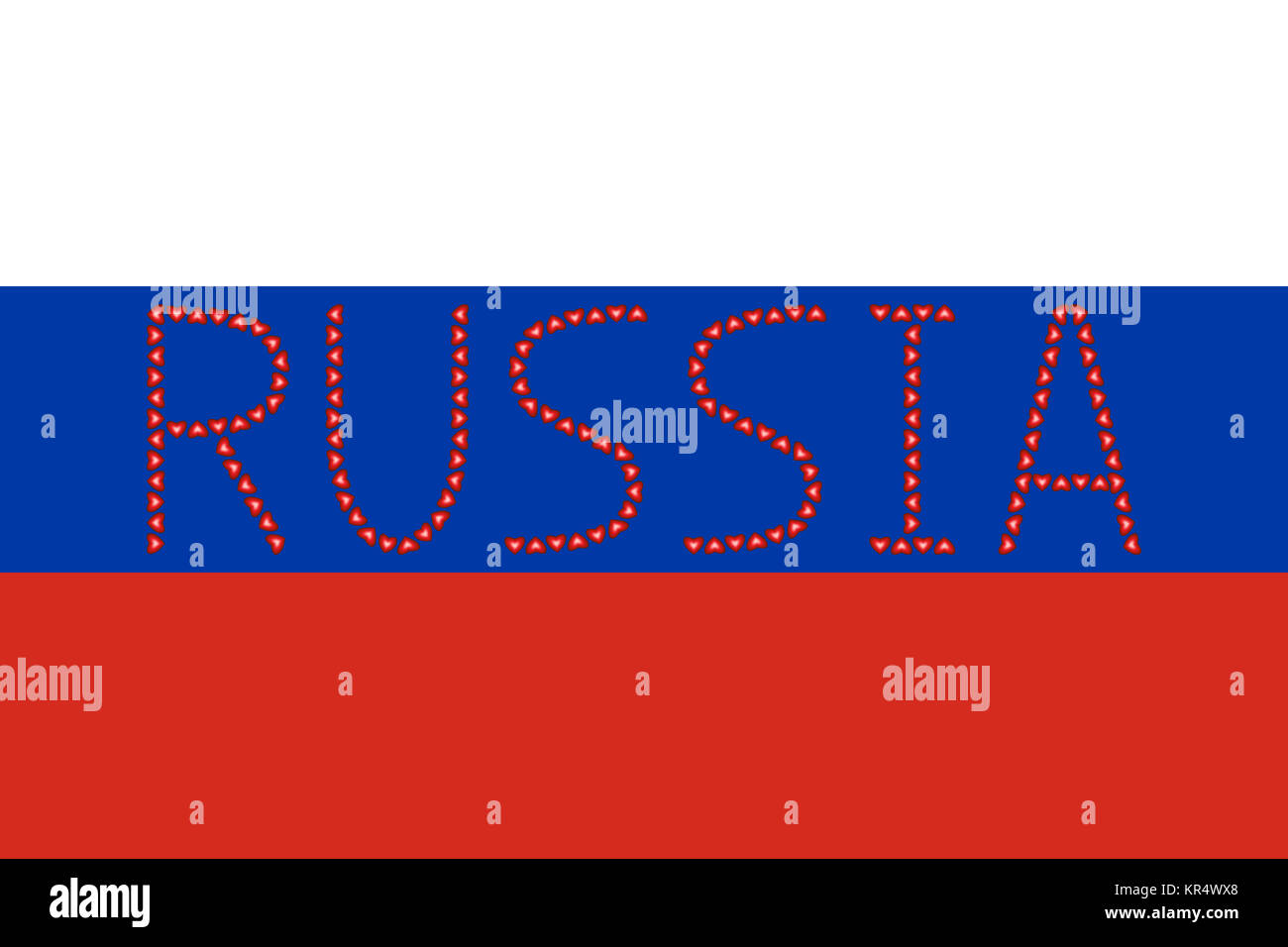 Russian flag and word Russia from hearts Stock Photo - Alamy