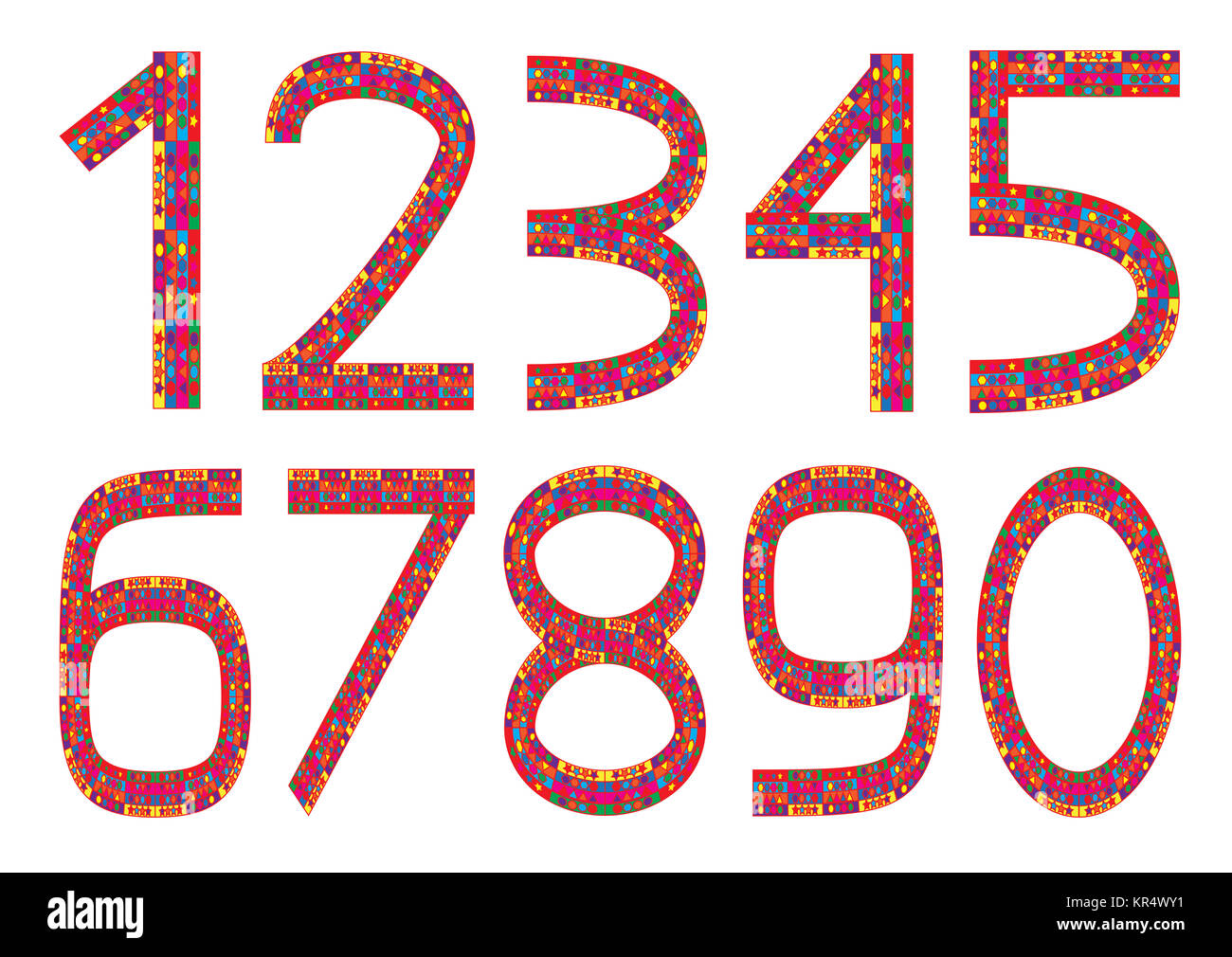Set of ten colorful numbers Stock Photo - Alamy