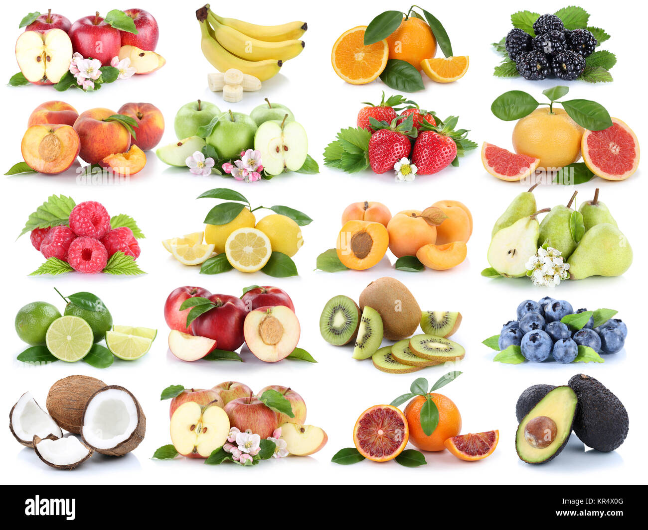 Früchte Frucht Obst Collage frische Apfel Orange Banane Orangen ...