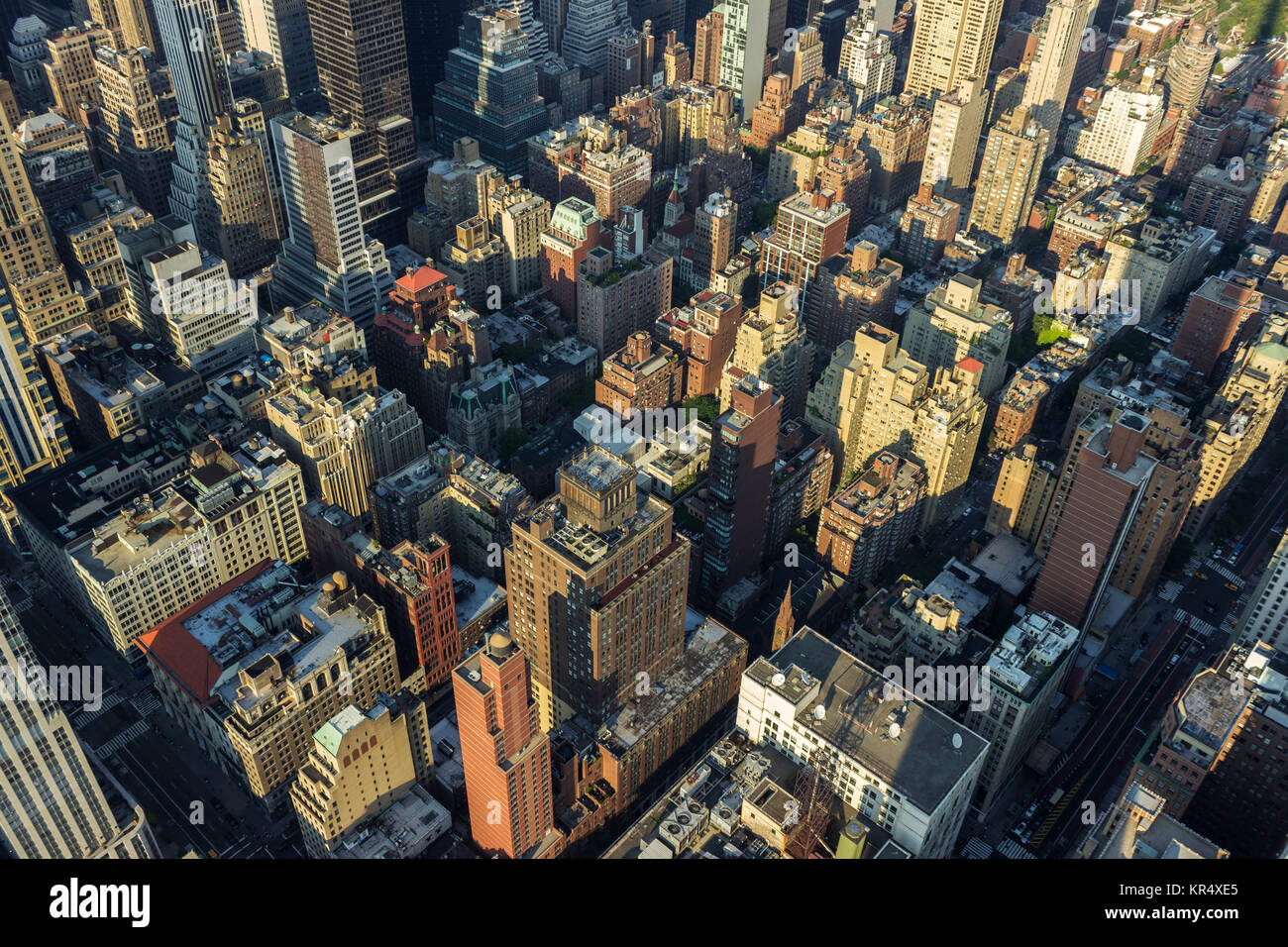 New York City Manhattan street aerial view with skyscrapers Stock Photo ...