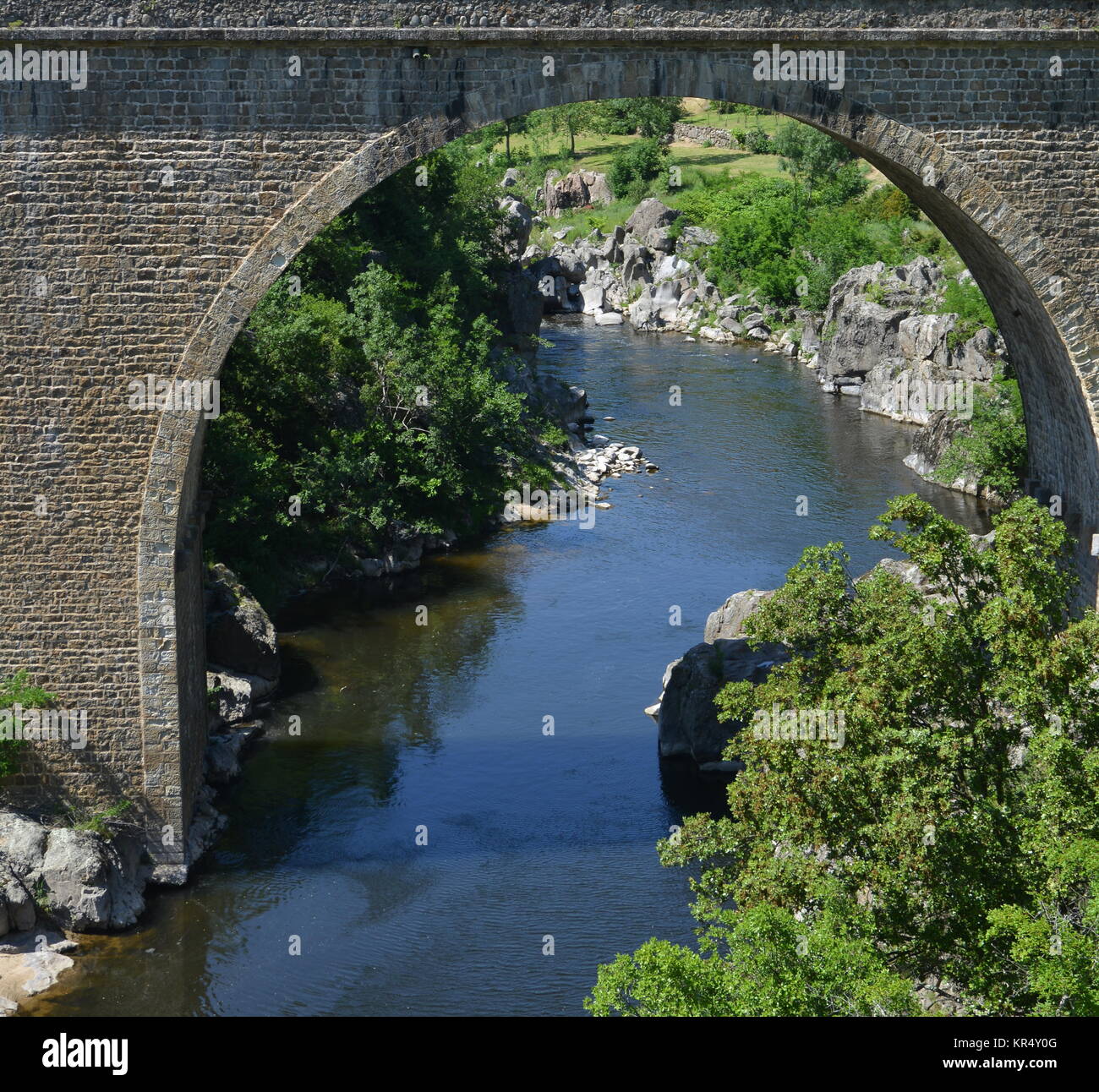 bridge over the eyrieux in the ardeche Stock Photo - Alamy