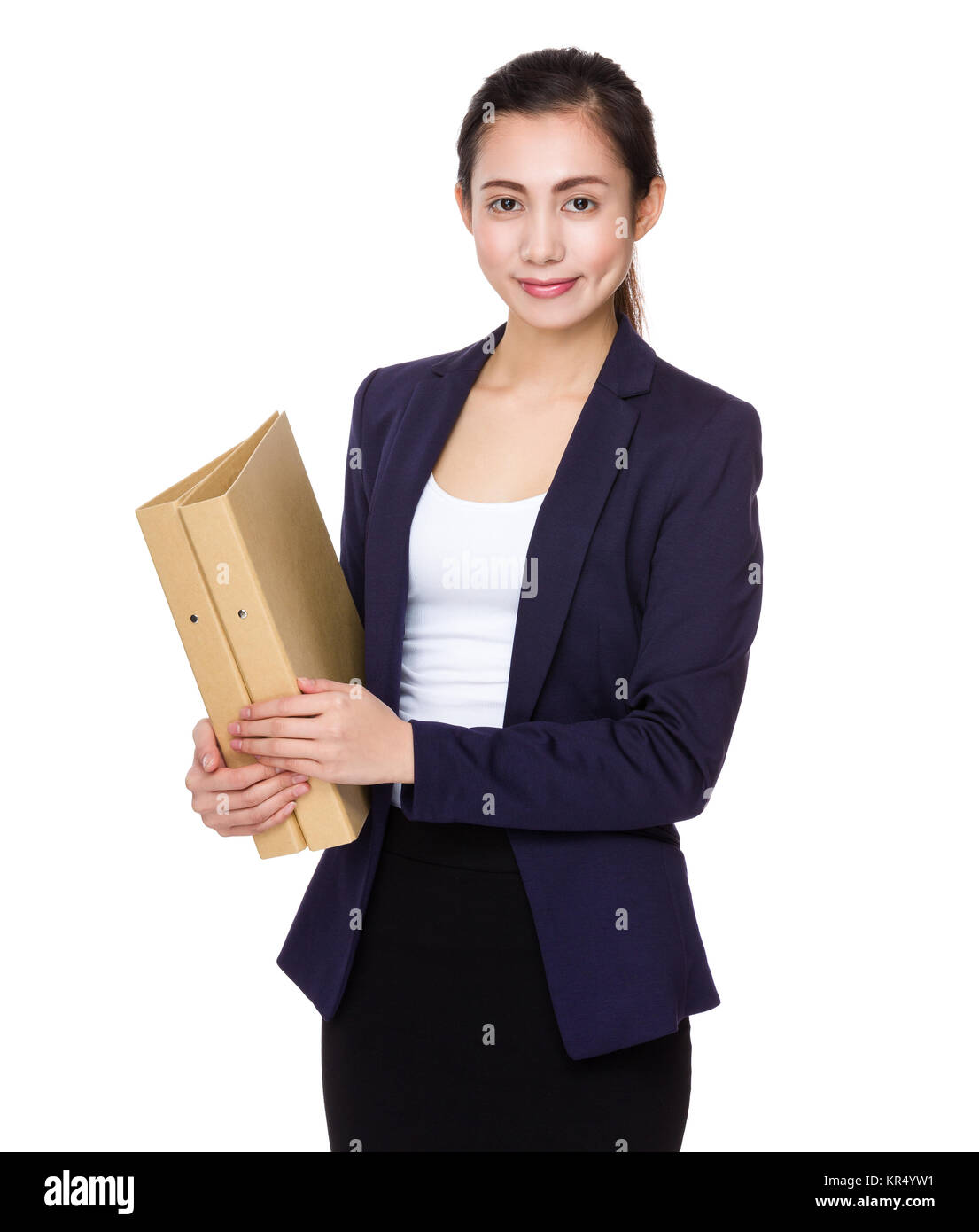 Asian Young businesswoman hold with folder Stock Photo - Alamy
