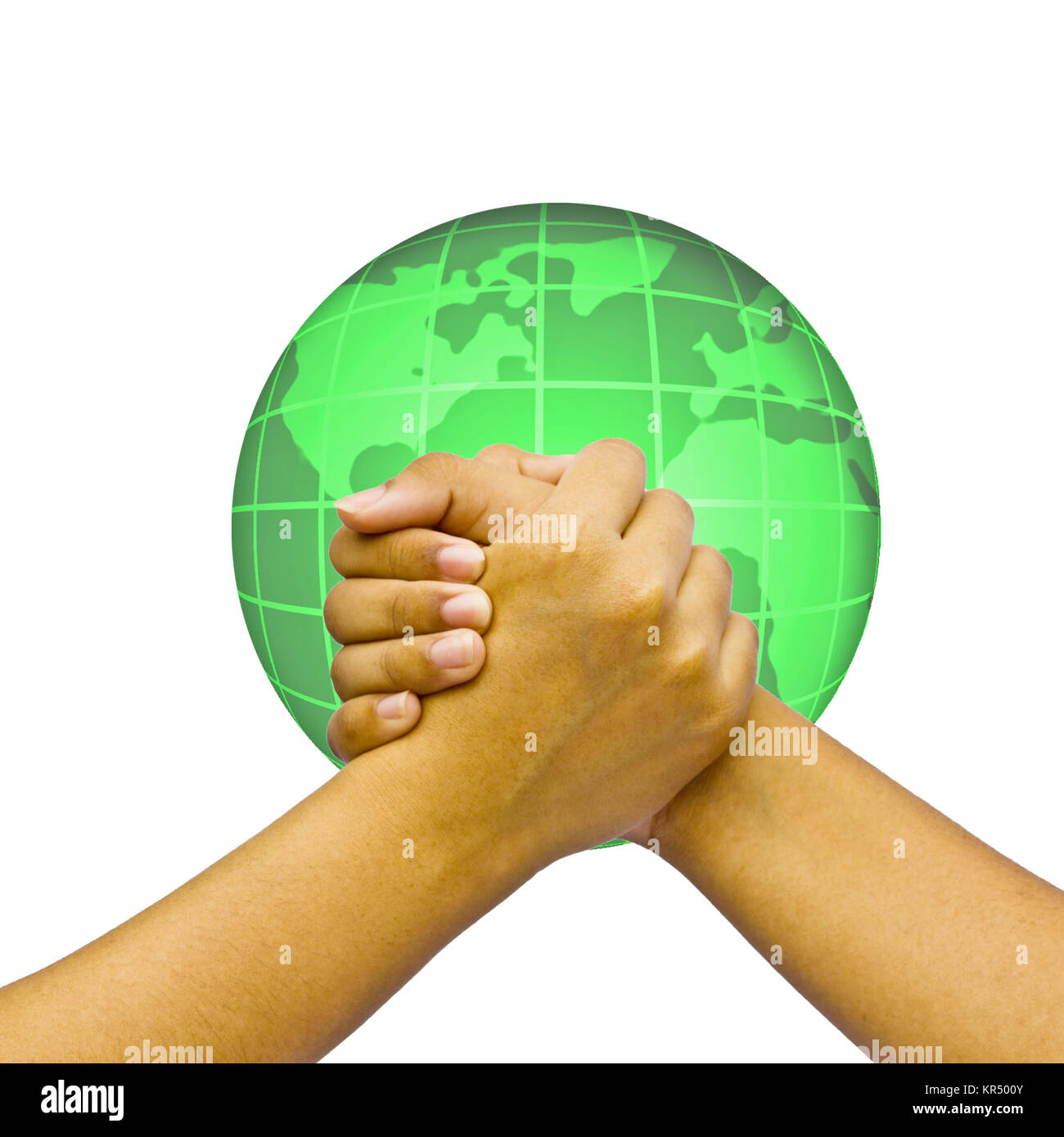 Concept Hands over globe Stock Photo - Alamy
