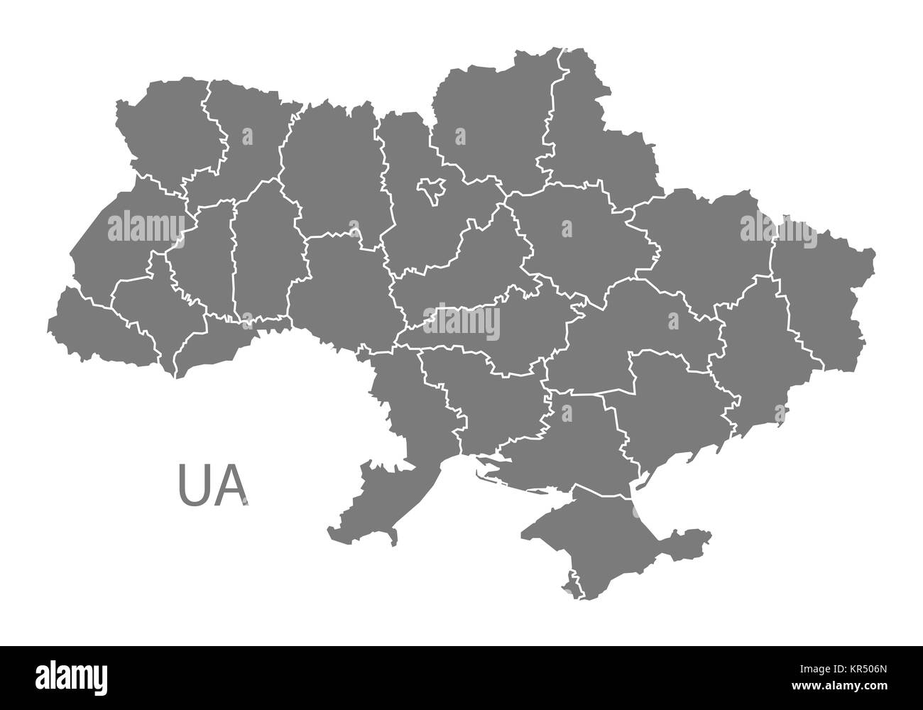 Ukraine Map with regions grey Stock Photo - Alamy