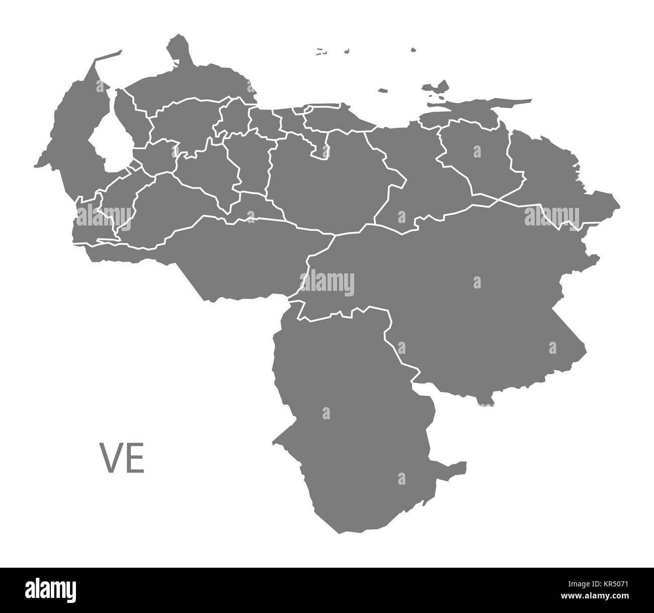 Venezuela federal states Map grey Stock Photo - Alamy
