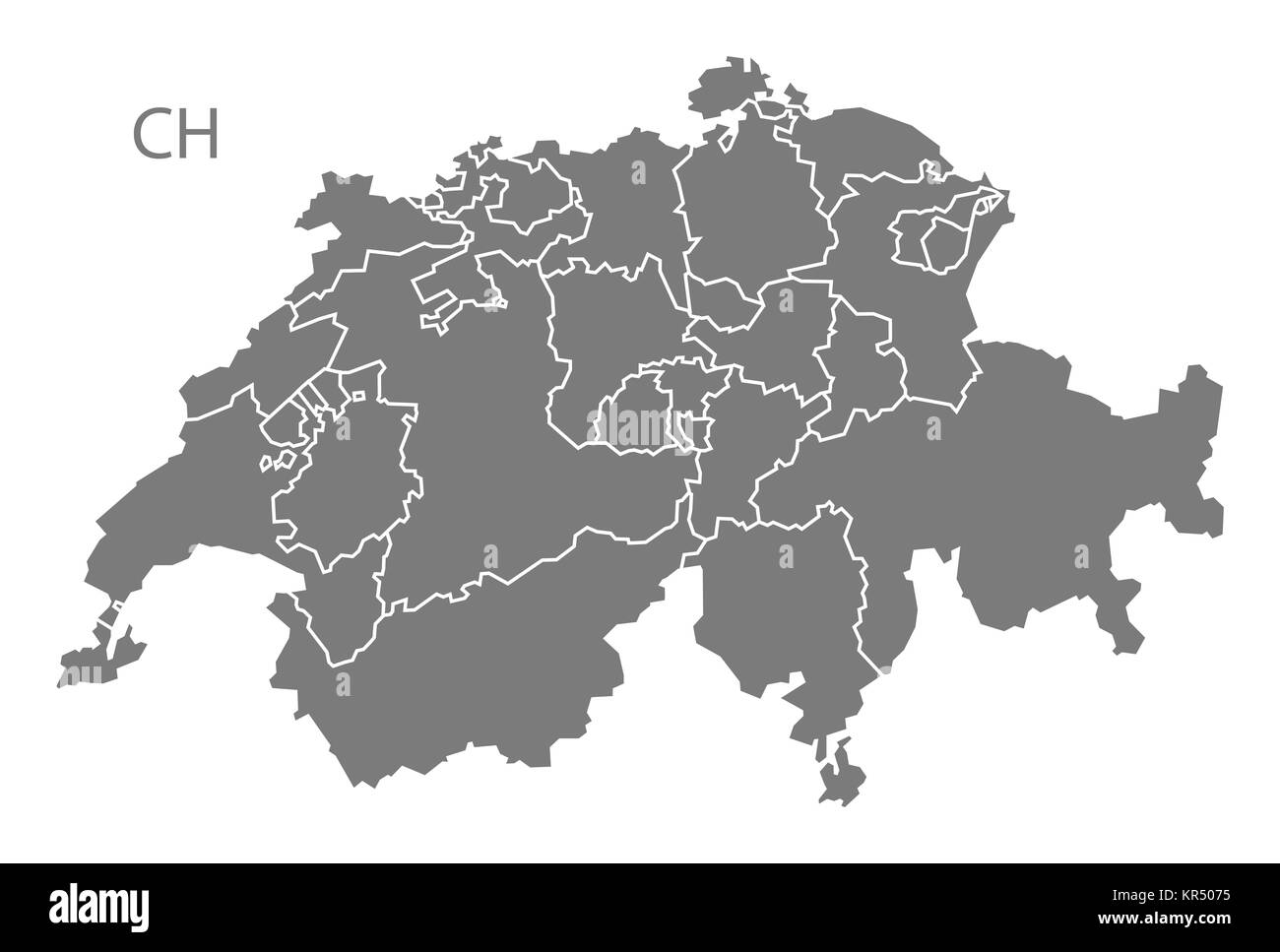 Switzerland Map with federal states grey Stock Photo - Alamy