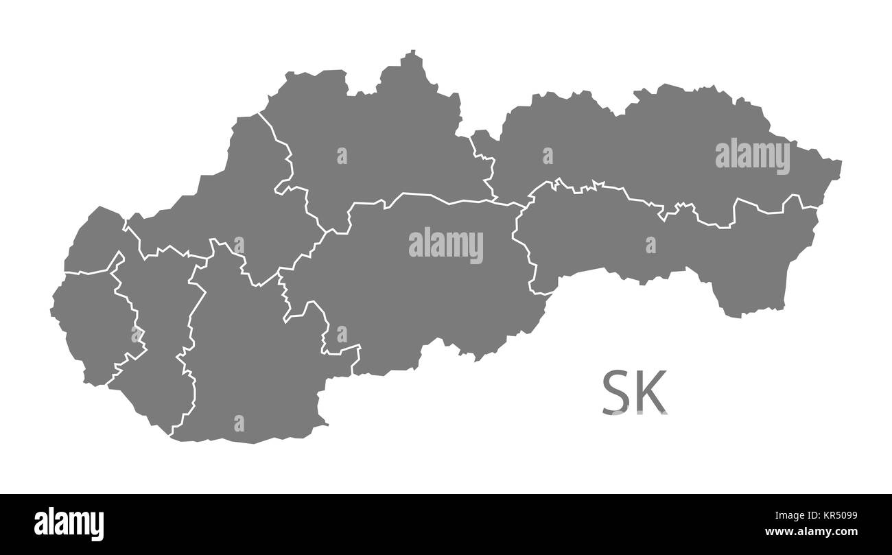 Slovakia districts Map grey Stock Photo - Alamy