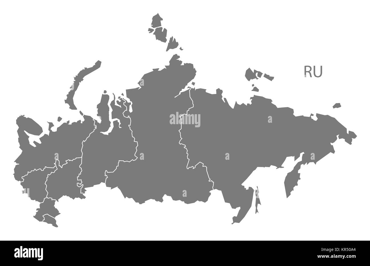 Russia districts Map grey Stock Photo - Alamy