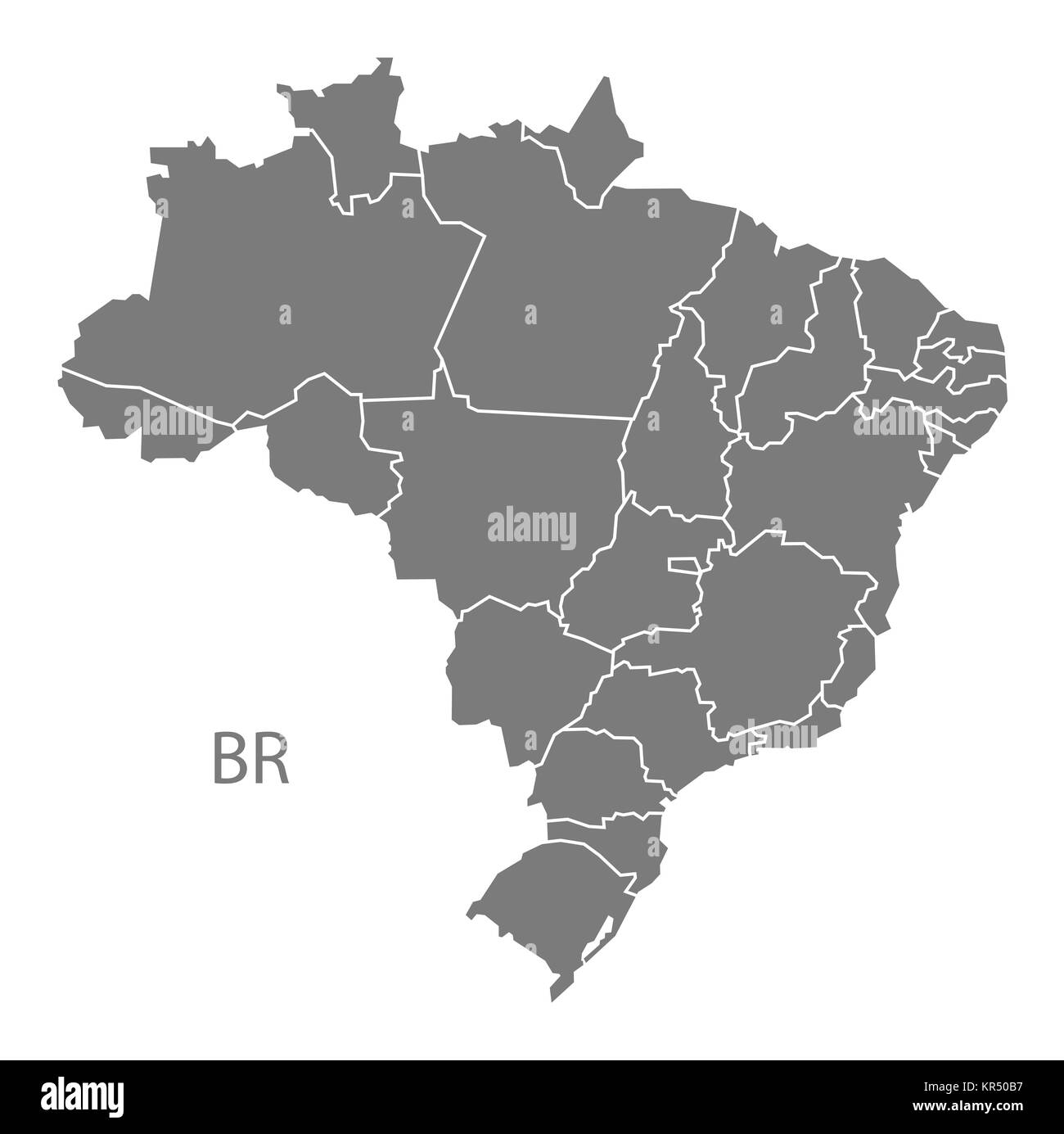 Brazil Map with districts grey Stock Photo - Alamy