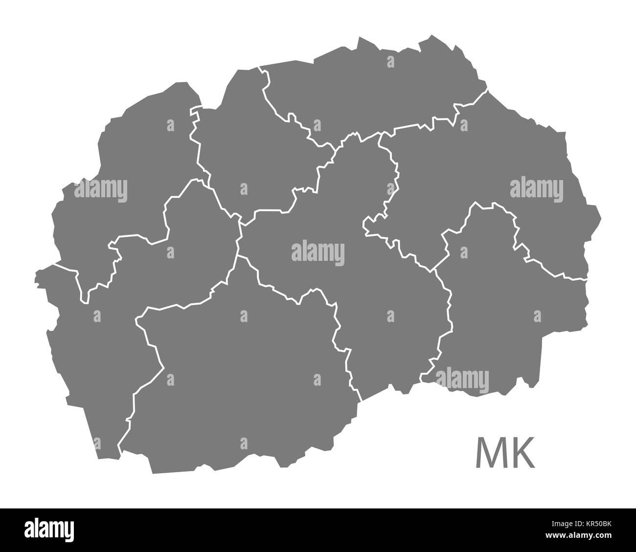 Macedonia regions Map grey Stock Photo - Alamy