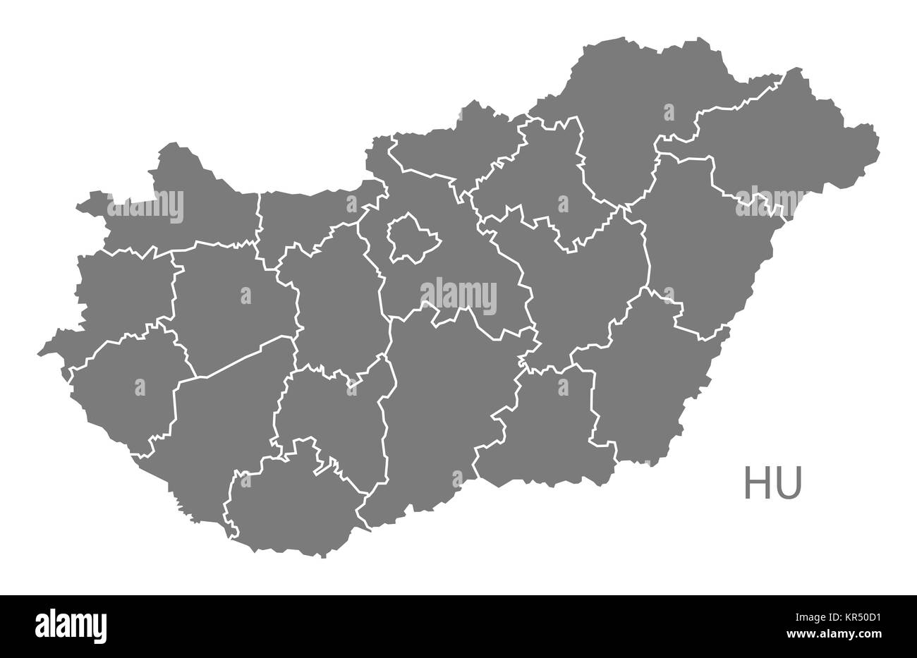 Hungary counties Map grey Stock Photo - Alamy