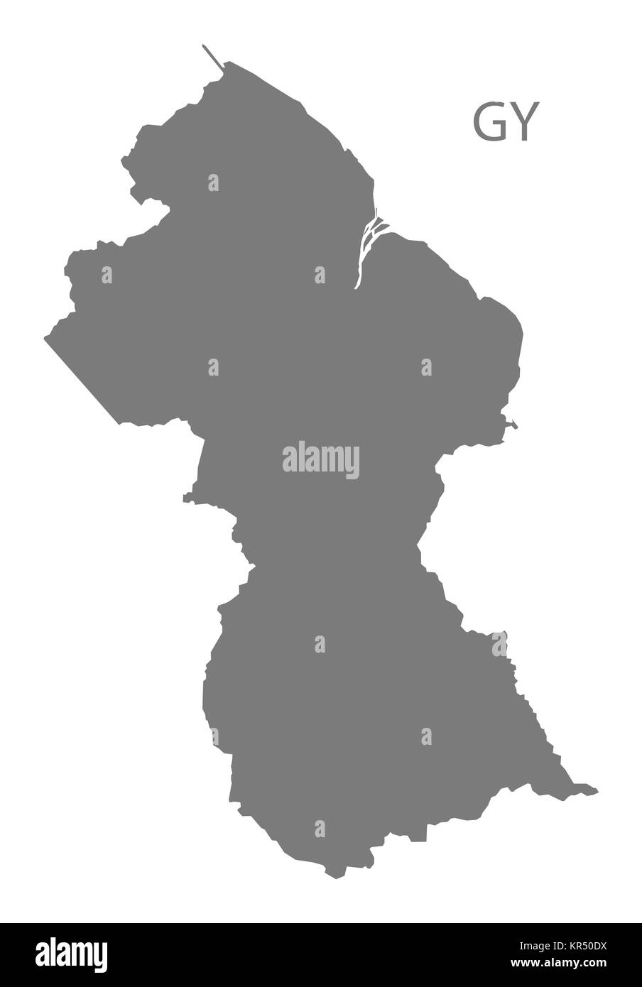 Guyana Map grey Stock Photo - Alamy