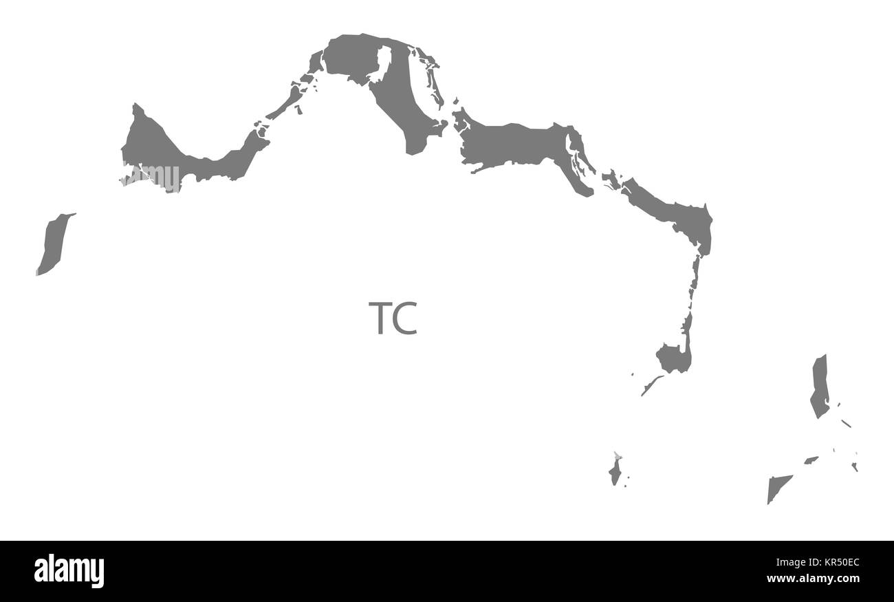 Turks and Caicos Islands Map grey Stock Photo - Alamy