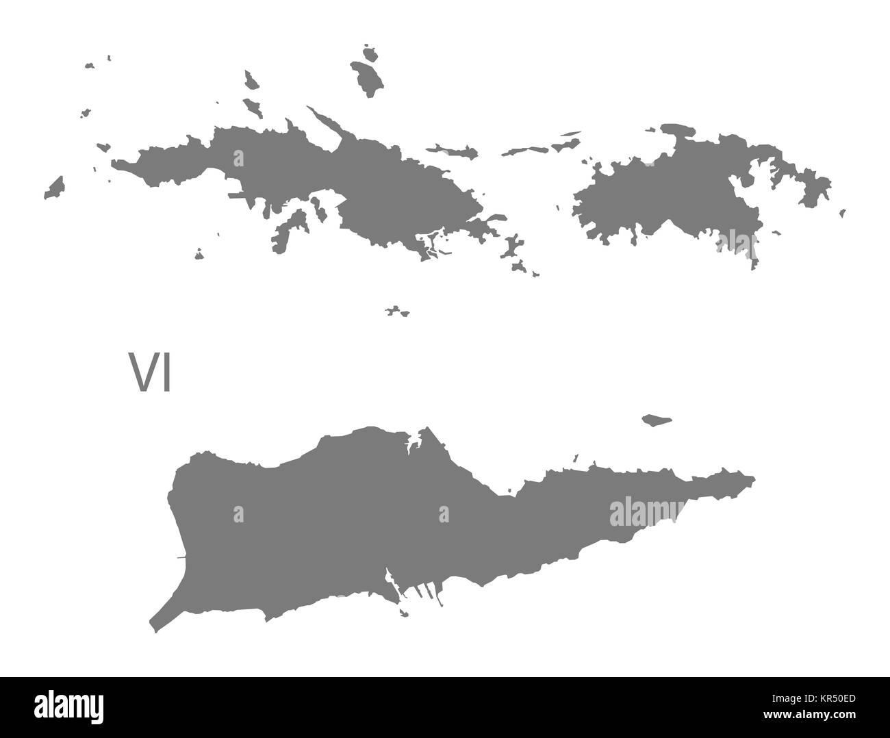 US Virgin Islands Map grey Stock Photo - Alamy