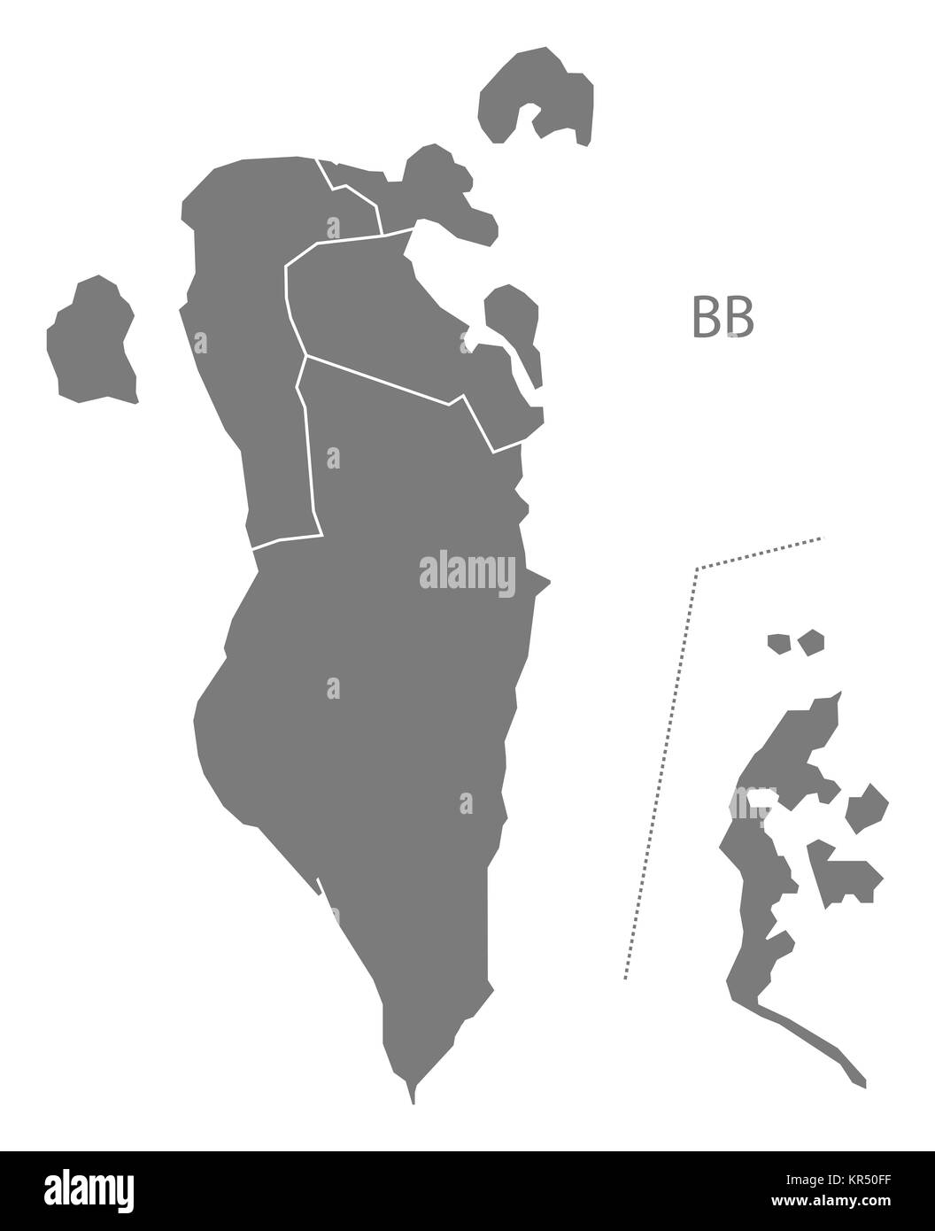 Bahrain governorates Map grey Stock Photo - Alamy