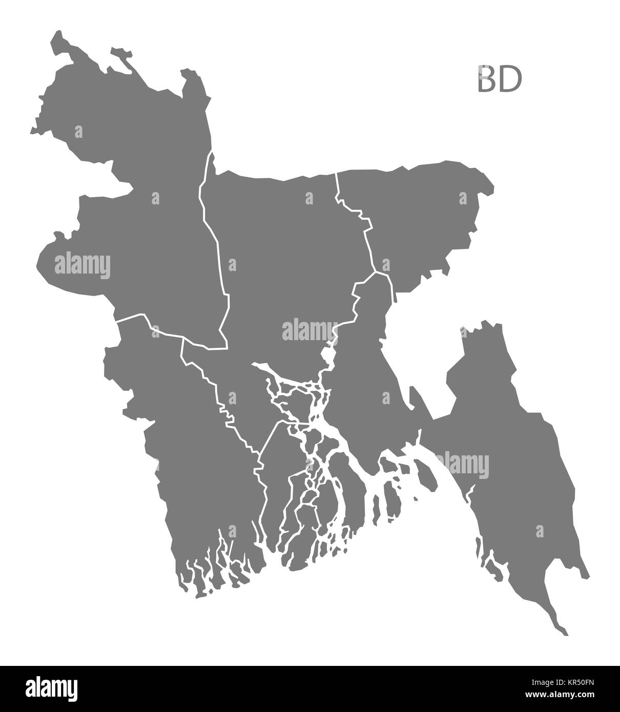 Bangladesh districts Map grey Stock Photo - Alamy