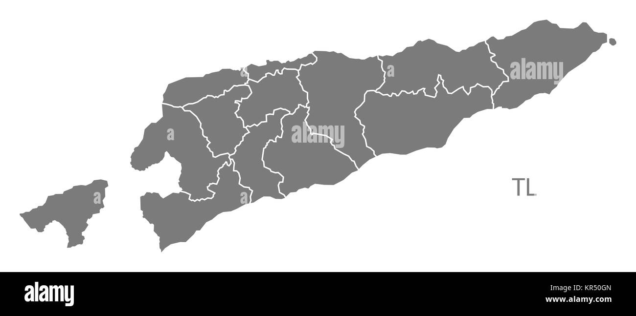 East Timor districts Map grey Stock Photo - Alamy