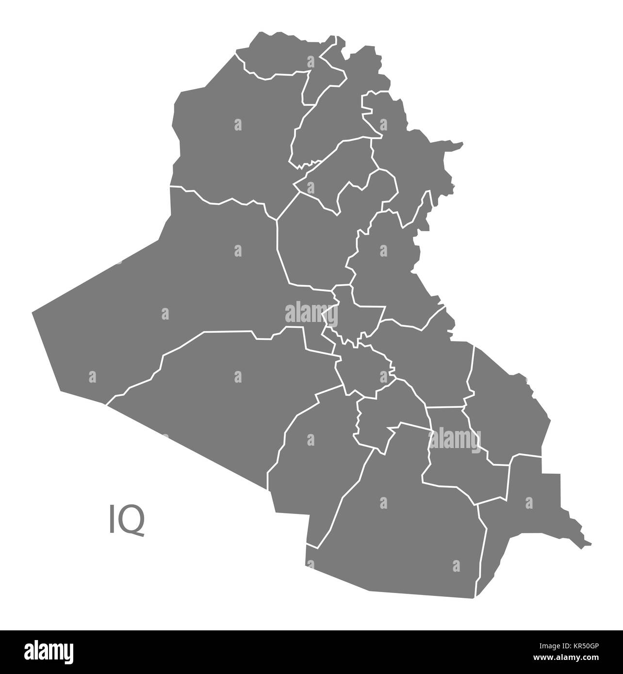 Iraq governorates Map grey Stock Photo - Alamy