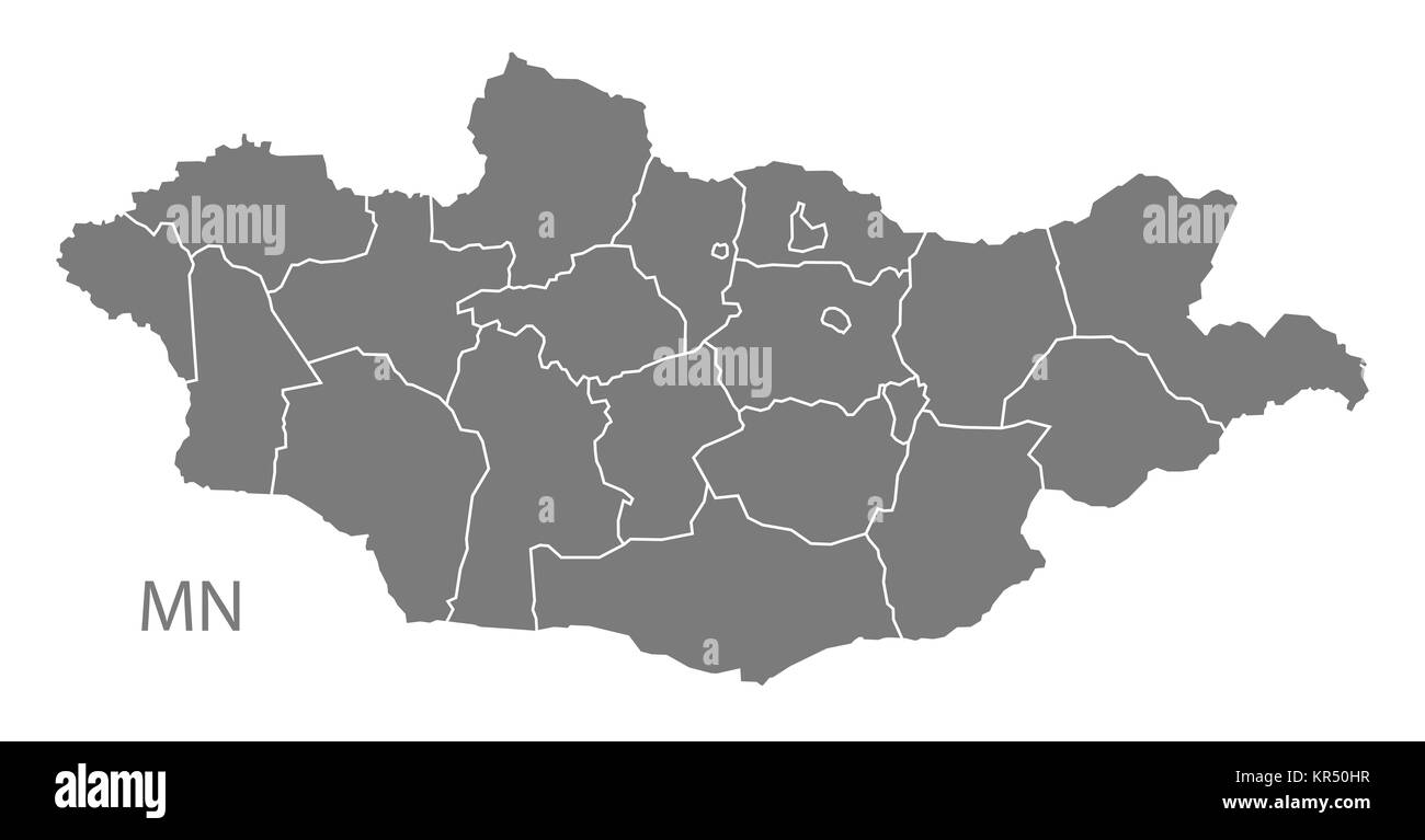 Mongolia provinces Map grey Stock Photo - Alamy
