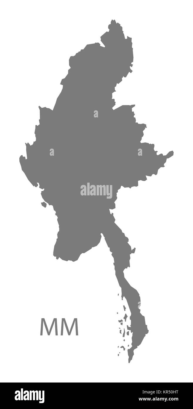 Myanmar Map grey Stock Photo - Alamy
