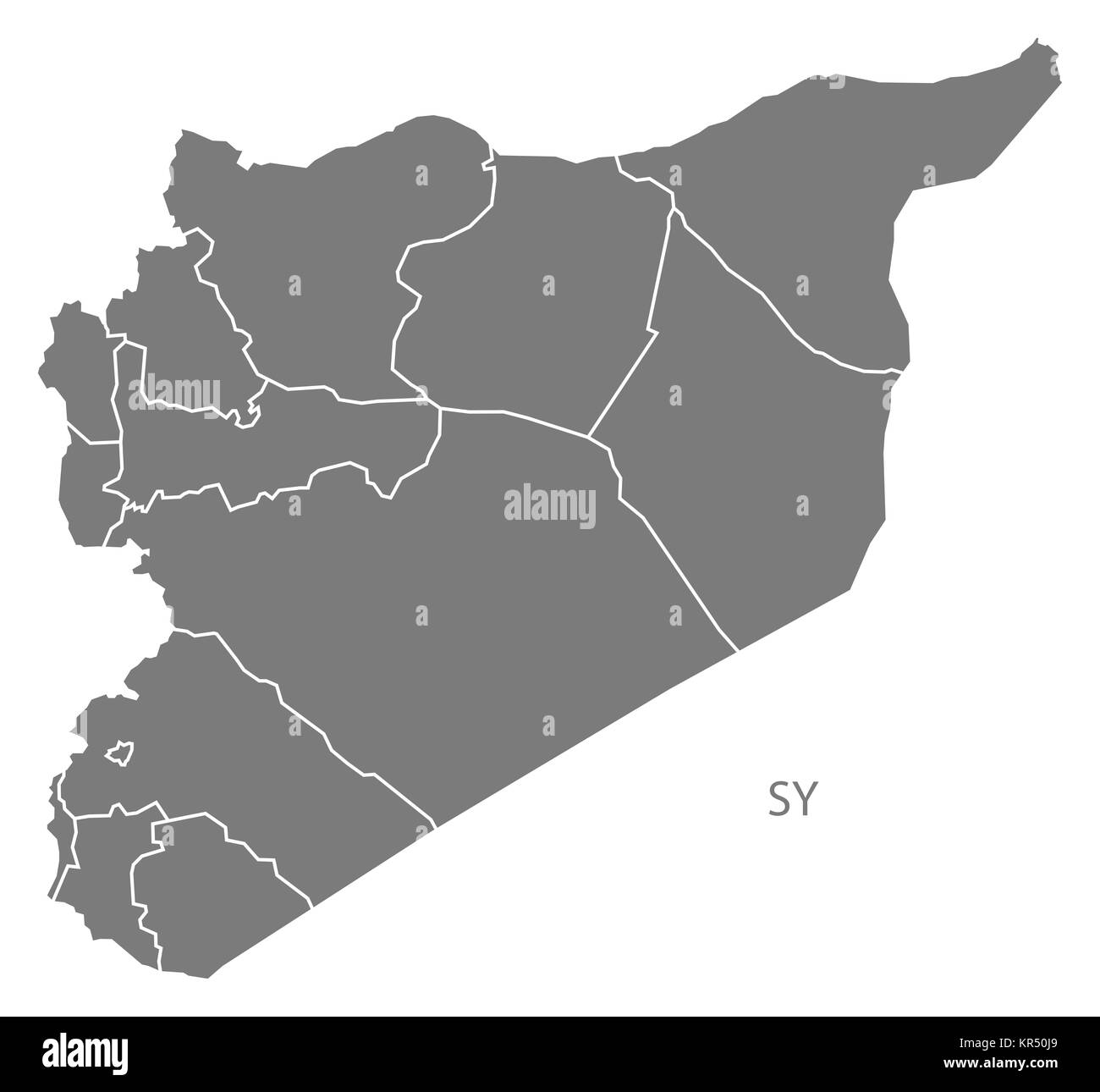 Syria governorates Map grey Stock Photo - Alamy