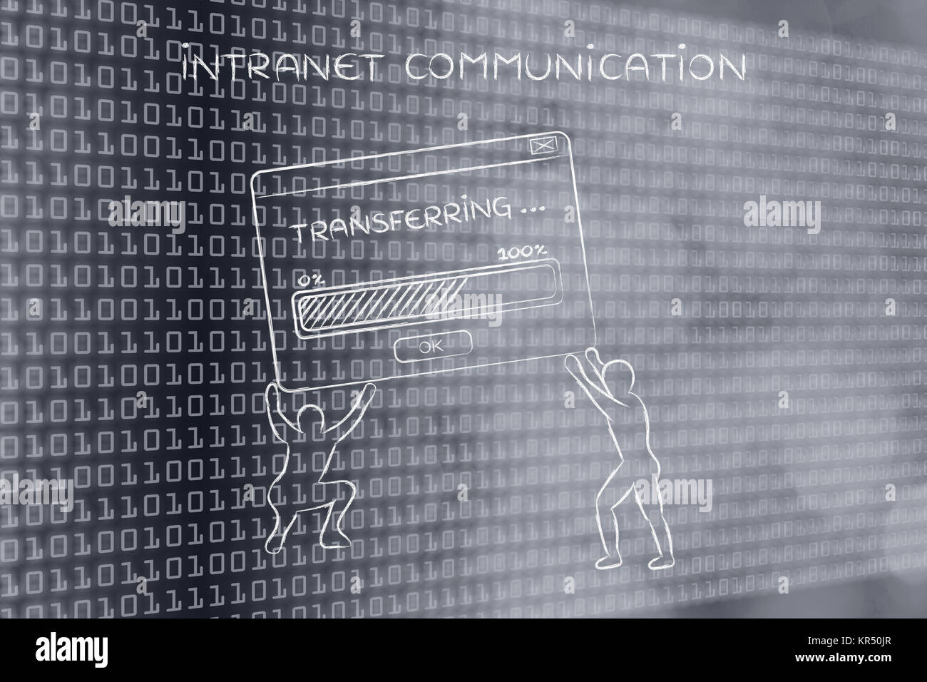 men lifting pop-up with data transfer and progress bar loading Stock ...