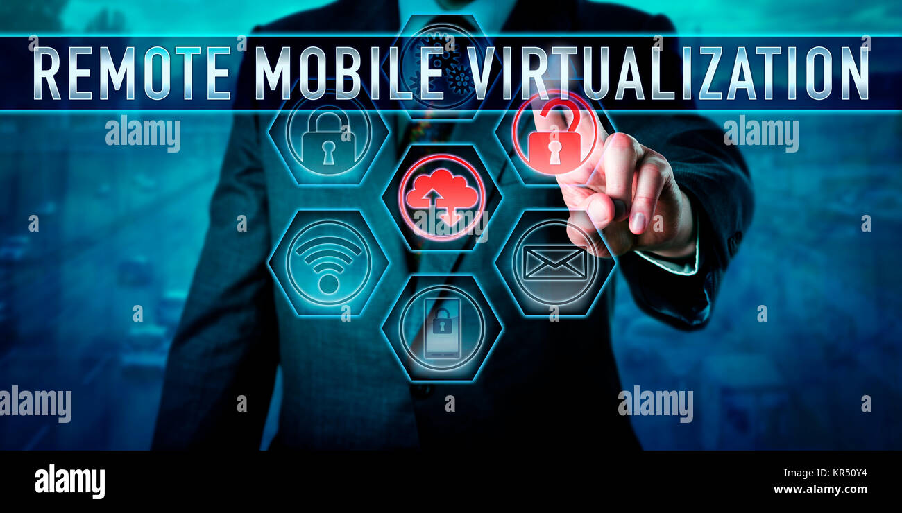 User Pushing REMOTE MOBILE VIRTUALIZATION Stock Photo - Alamy