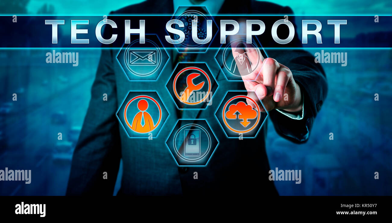 Corporate Customer Pushing TECH SUPPORT Stock Photo - Alamy