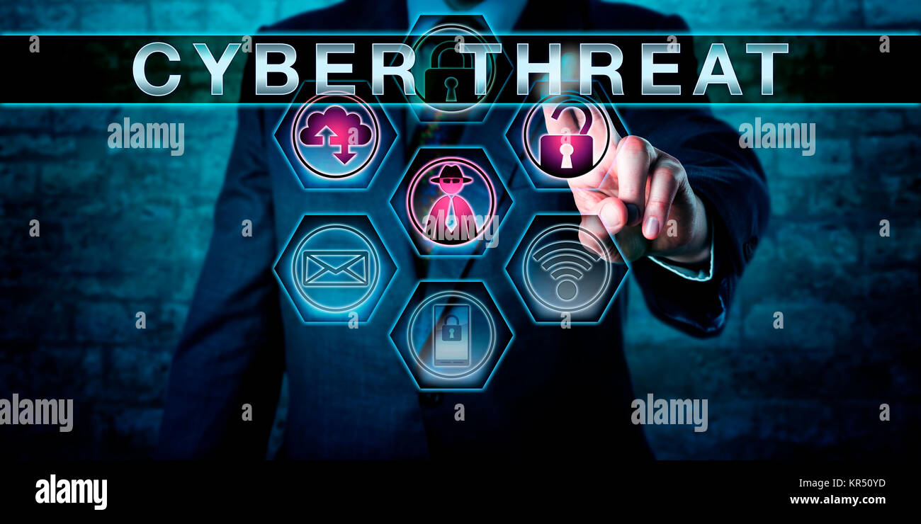 Cybercrime Investigator Pushing CYBER THREAT Stock Photo - Alamy