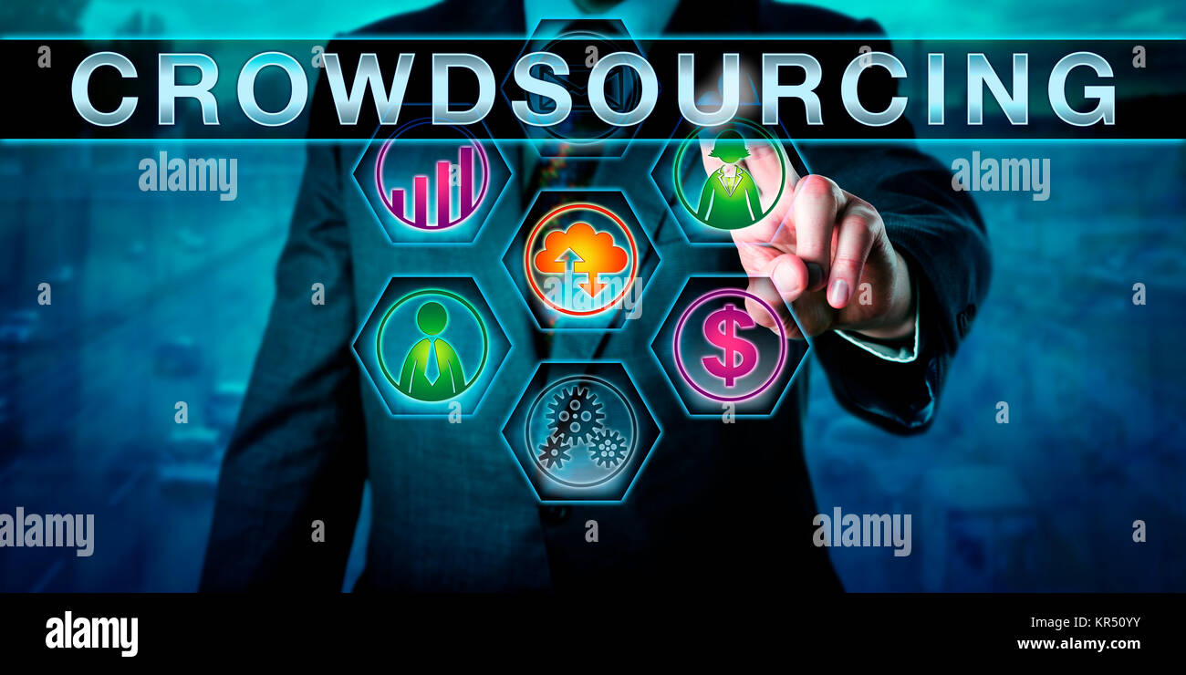 Entrepreneur Touching CROWDSOURCING Stock Photo - Alamy