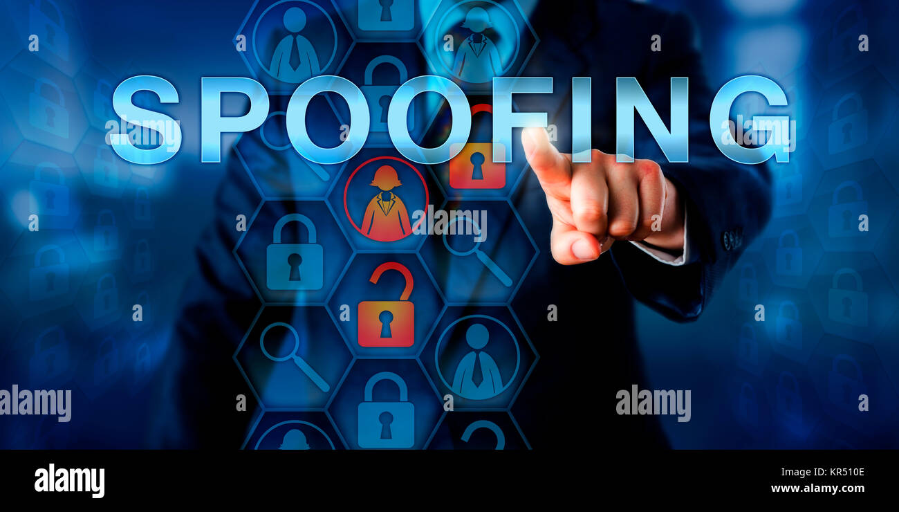 Cyber Security Specialist Pushing SPOOFING Stock Photo - Alamy