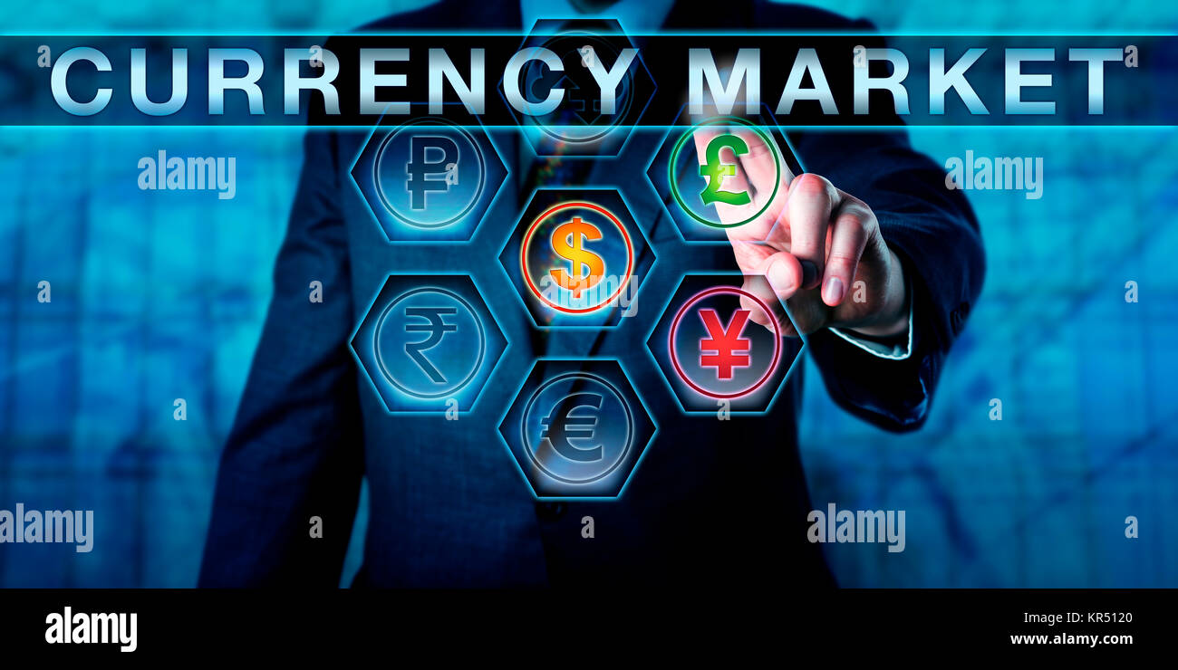Manager Pushing CURRENCY MARKET Stock Photo - Alamy