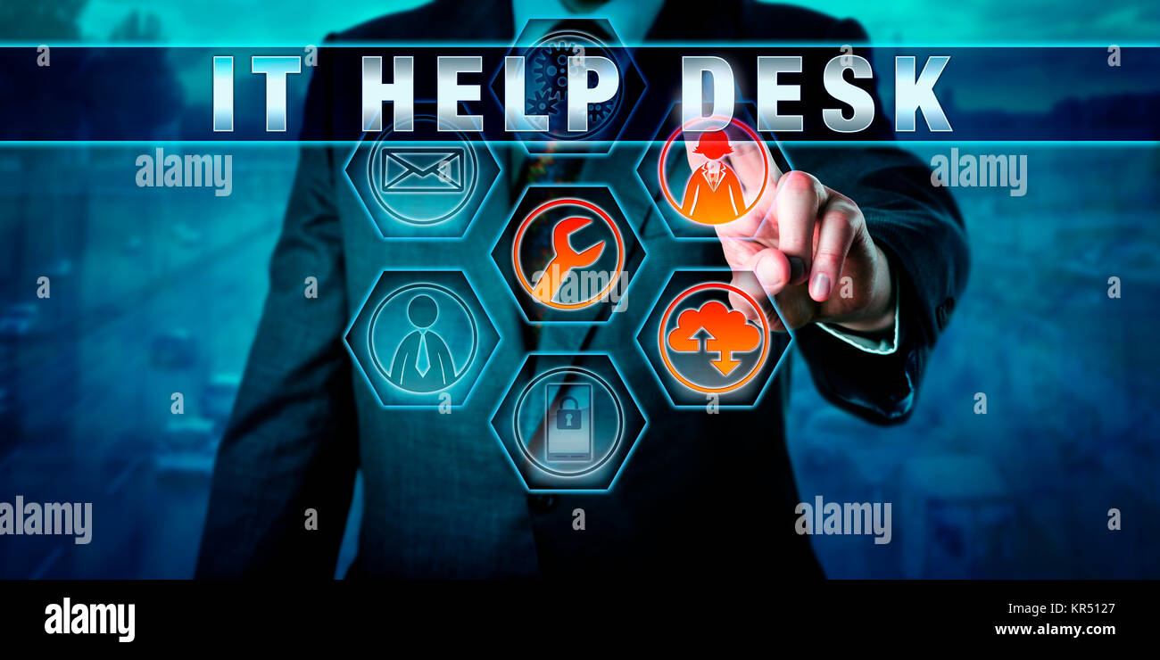 Manager Pressing IT HELP DESK Stock Photo - Alamy