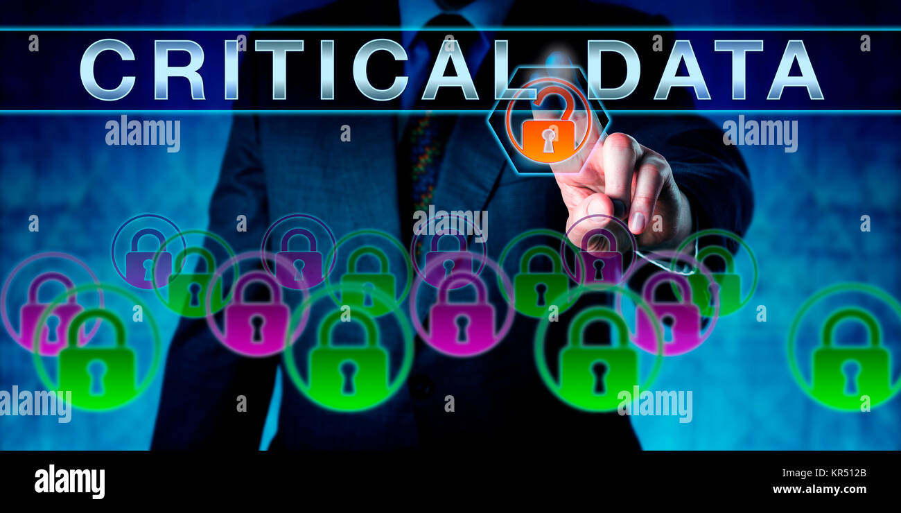 Business Manager Pushing CRITICAL DATA Stock Photo - Alamy