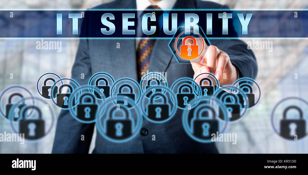 Information Manager Pushing IT SECURITY Stock Photo - Alamy