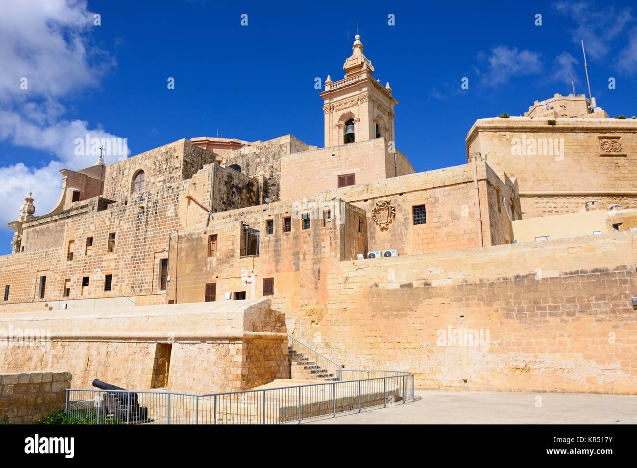 View of part of the citadel and Cathedral tower, Victoria (Rabat), Gozo ...