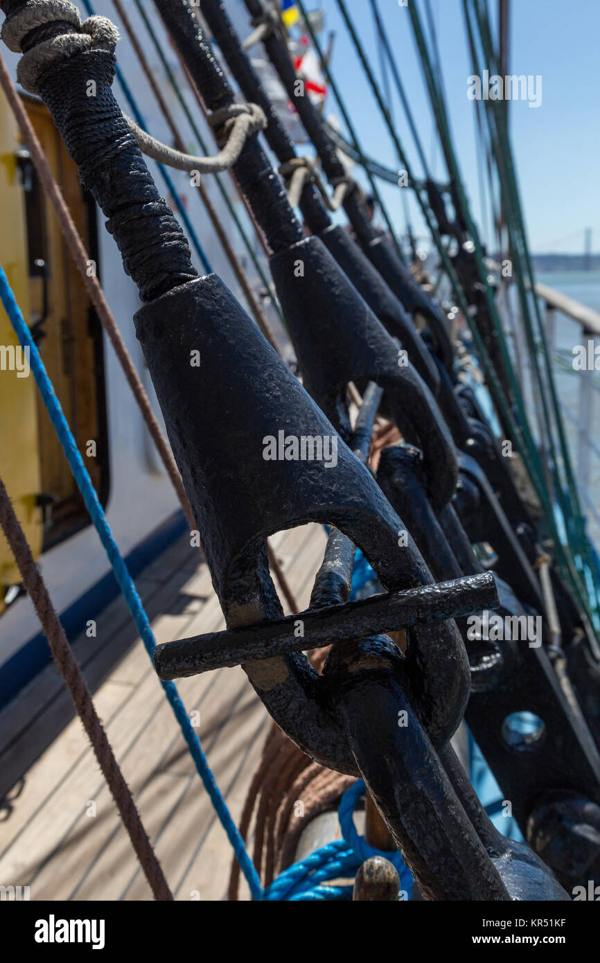 details equipment of ship on deck Stock Photo - Alamy