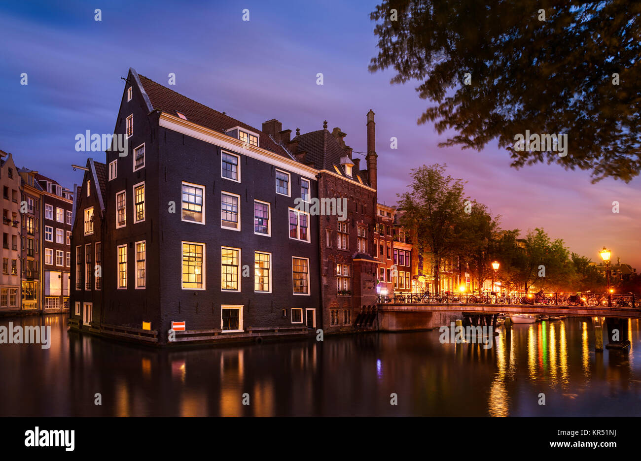Amsterdam by night, netherlands Stock Photo - Alamy