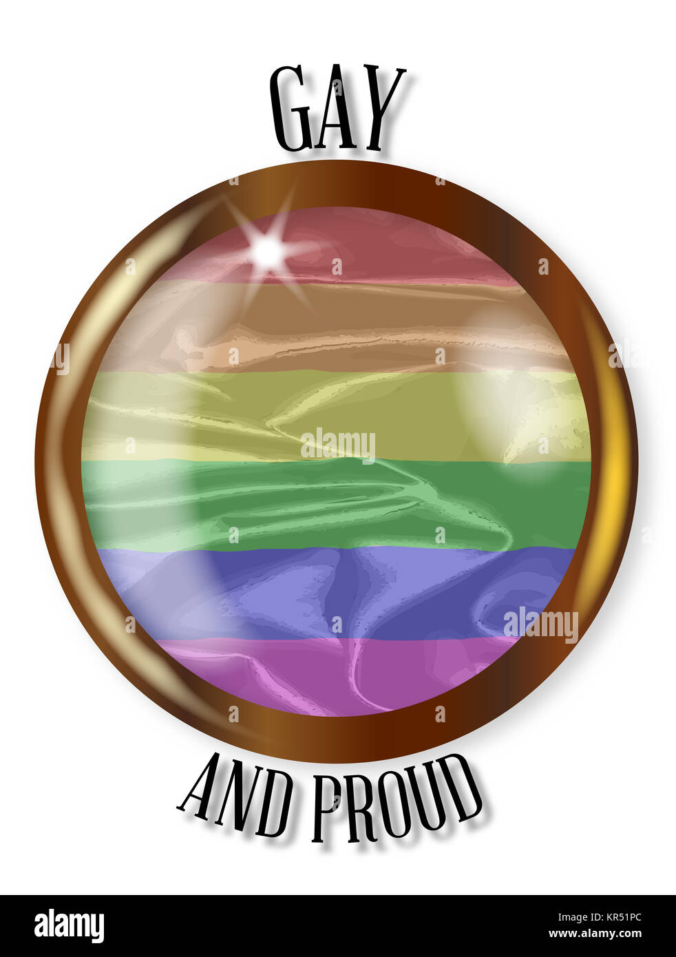 Gay And Proud Flag Button Stock Photo - Alamy
