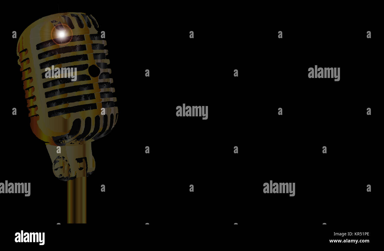 Gold Microphone Poster Stock Photo - Alamy