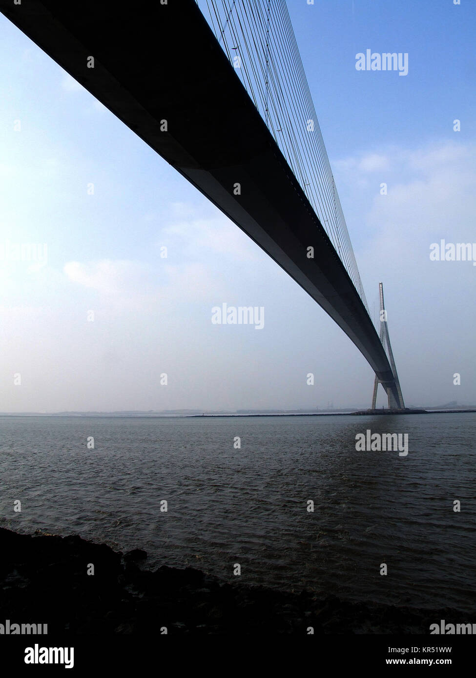 The biggest sloping rope suspension bridge of Europe Stock Photo - Alamy