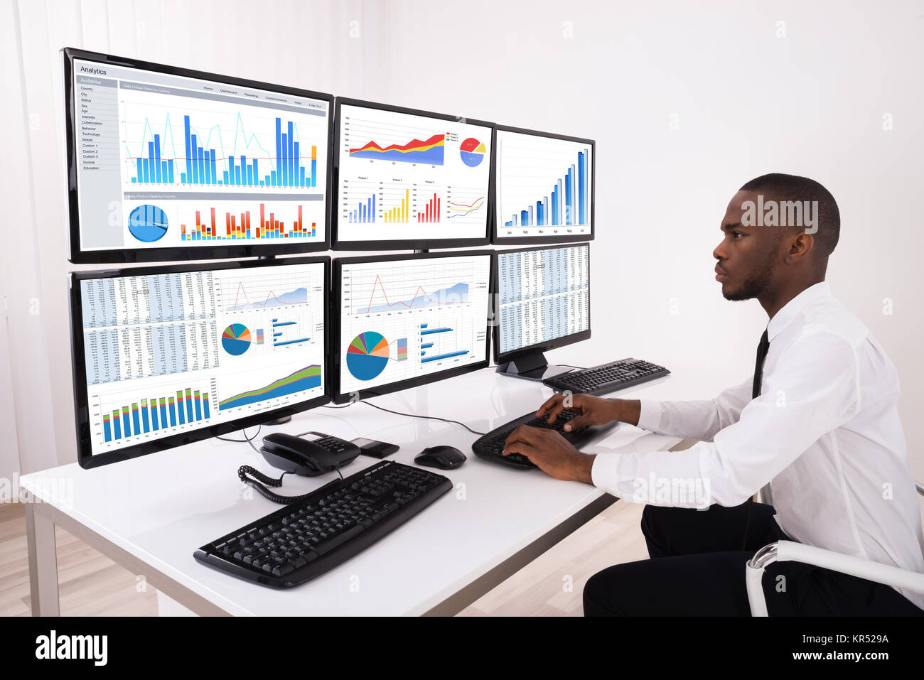 Businessman Analyzing Financial Chart On Computer Stock Photo - Alamy